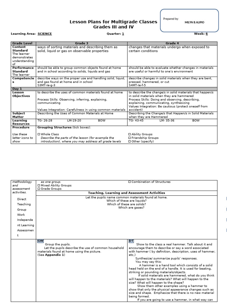 Science34 q1 w6 Milyn Alipio | PDF | Educational Assessment | Learning
