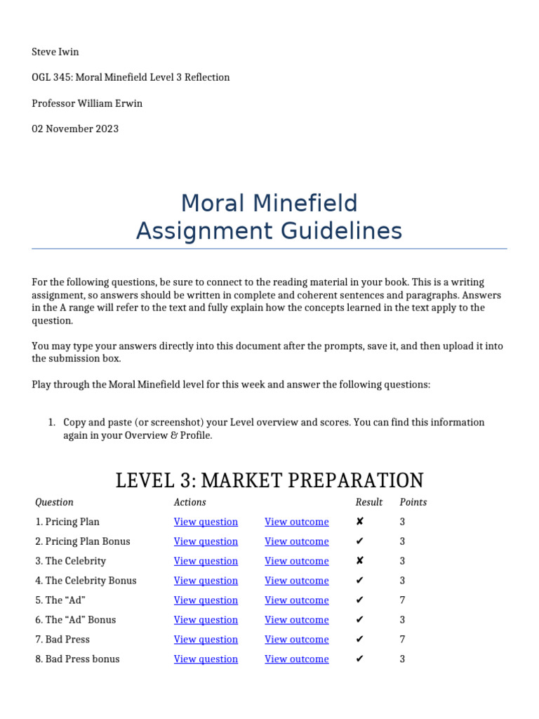 Moral Minefield Assignment Level 3 | PDF | Social Psychology