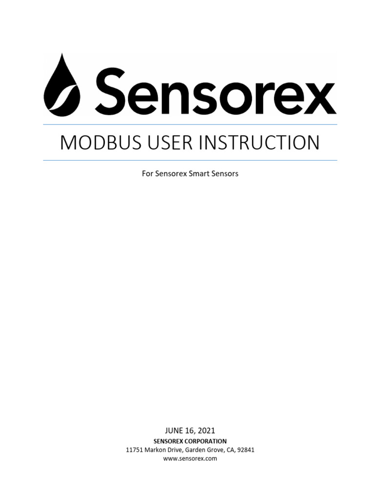 Sensorex Smart Sensor Modbus Guide | PDF | Computer Engineering | Computing
