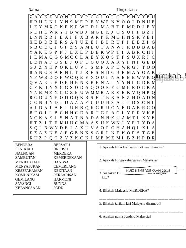 Word Search Merdeka | PDF