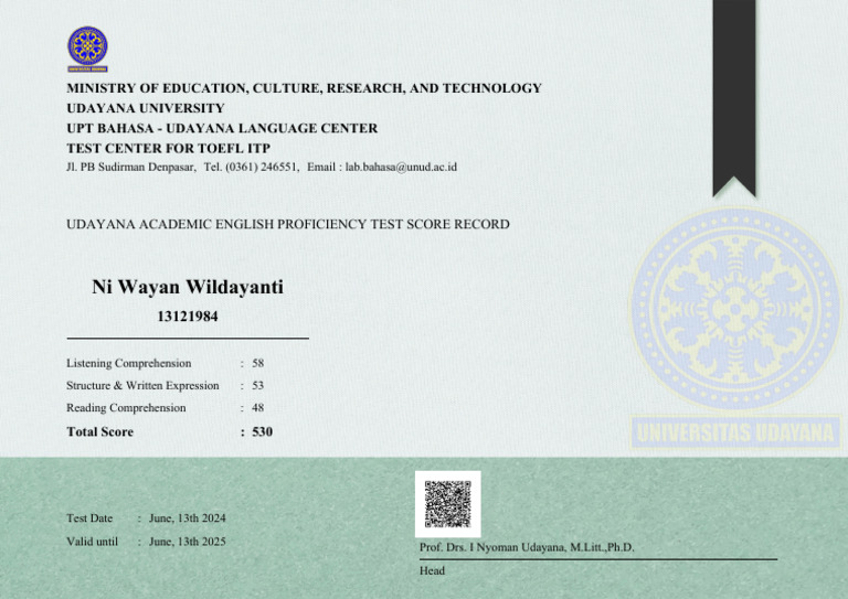 Sertificat Toefl ITP PDF | PDF | Science & Mathematics
