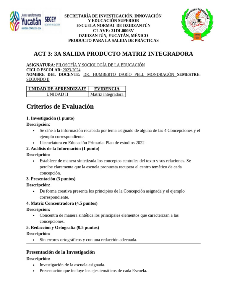 Act 3, Matriz Integradora | PDF