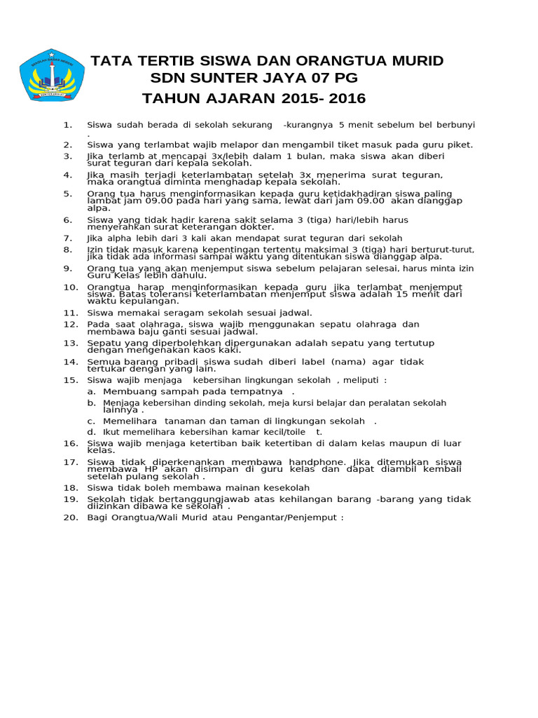 Tata Tertib Siswa Dan Otm | PDF