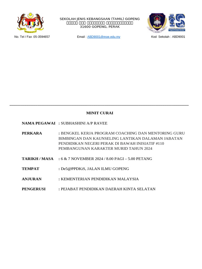 Minit Curai Bengkel GBLD 2024 | PDF