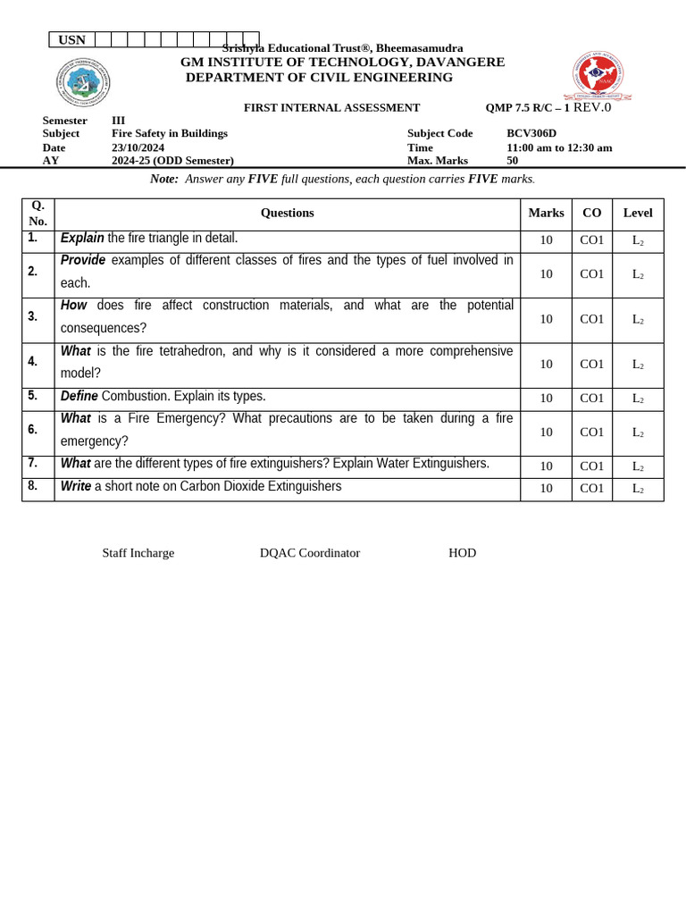 BSV306D - FSB - First IA QP | PDF | Carbon Monoxide | Fires