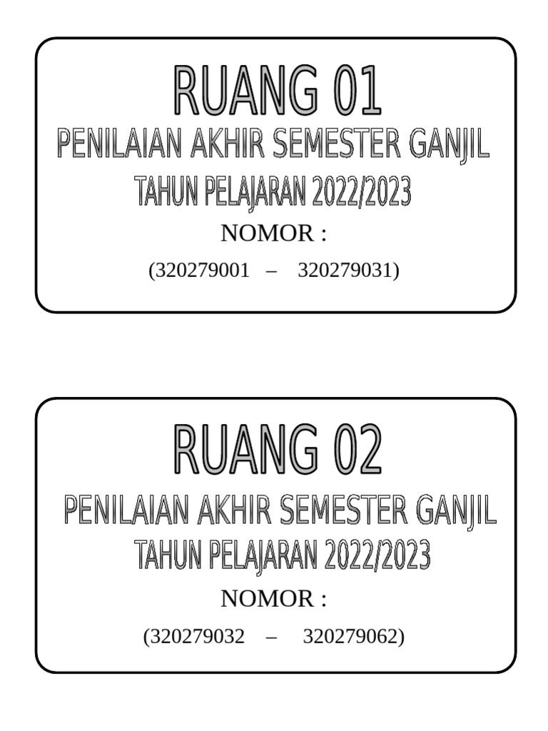 Nomor Ruang Tempel PAS GANJIL 2018-2019 | PDF