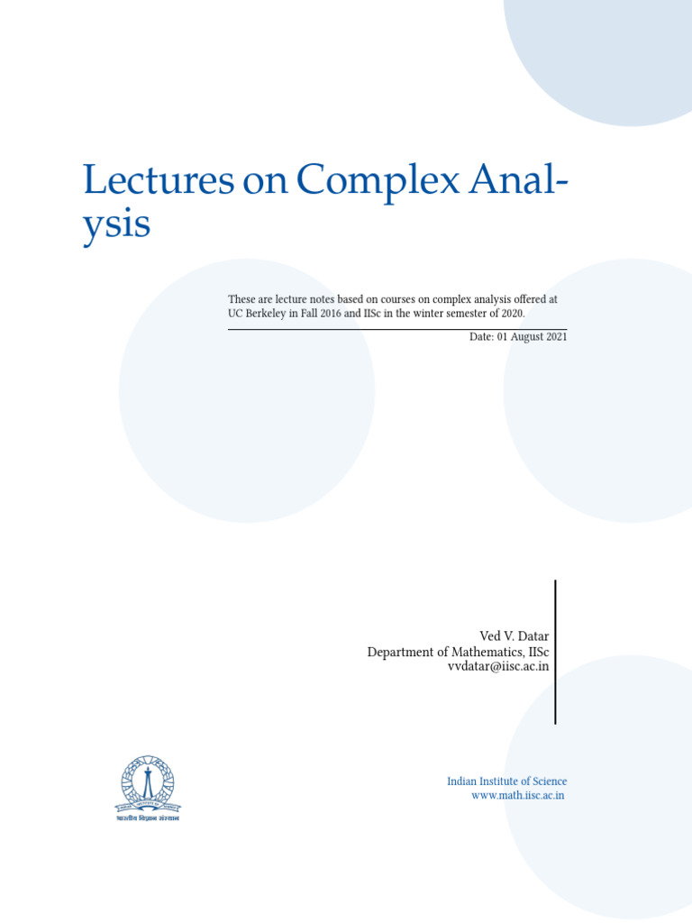 CA Lectures | PDF | Holomorphic Function | Complex Number