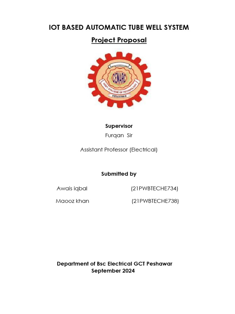 Awais Iot Based Tube Well System | PDF | Internet Of Things | Flow Measurement