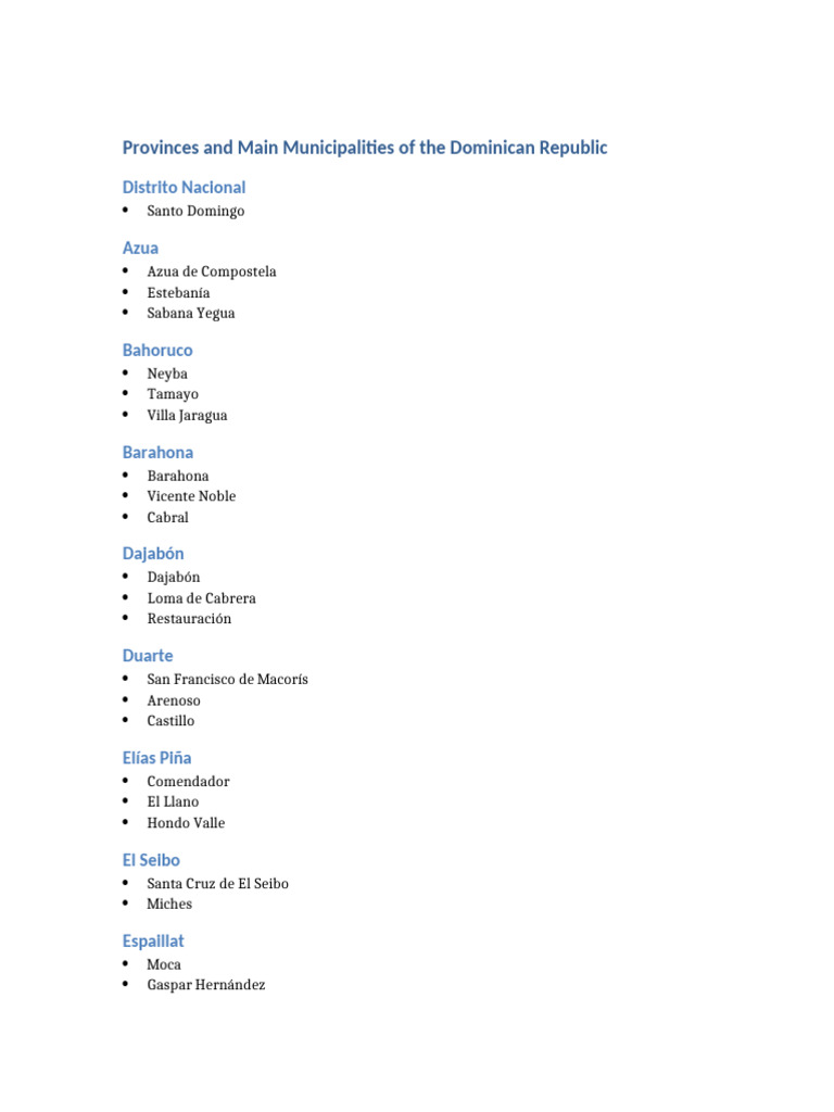 Provincias y Municipios de RD | PDF