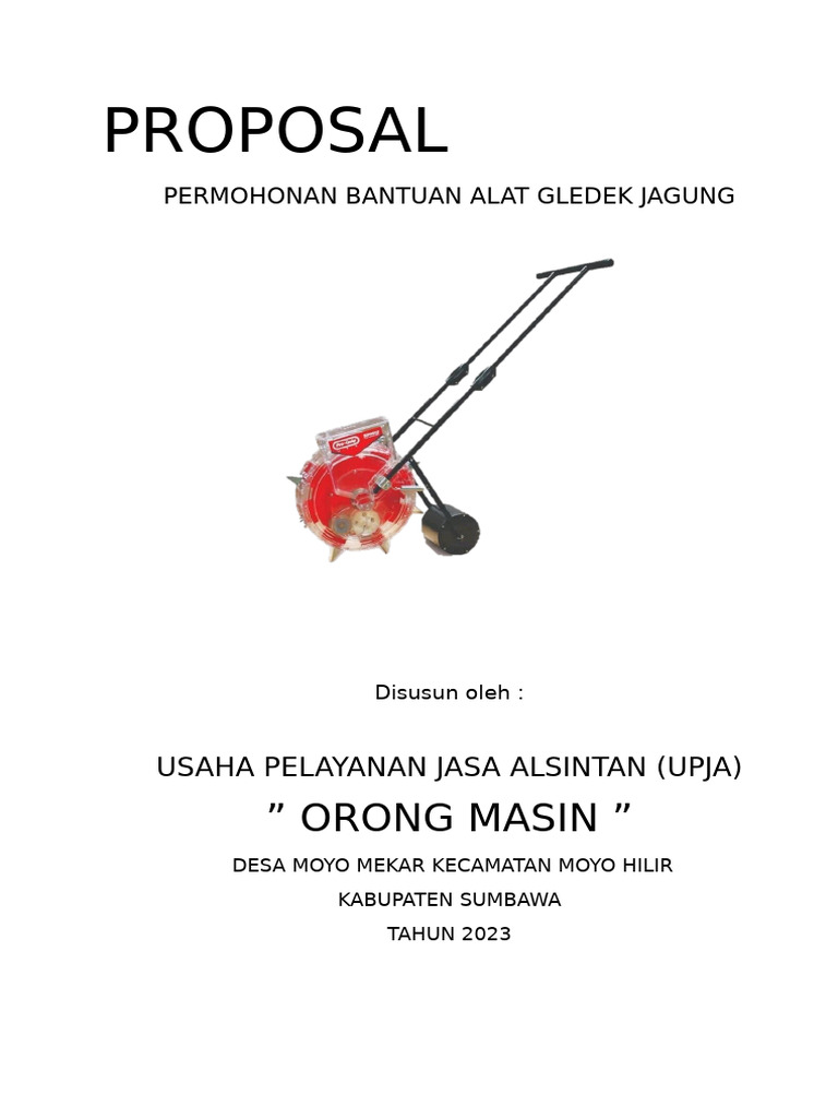 Proposal Gledek Jagung Upja Orong Masin | PDF | Teknologi & Rekayasa
