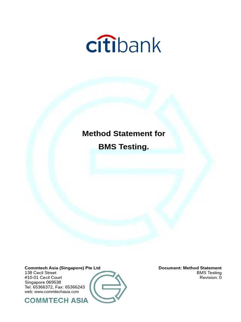Method Statement Bms Testing Rev 0 Pdf Calibration Instrumentation