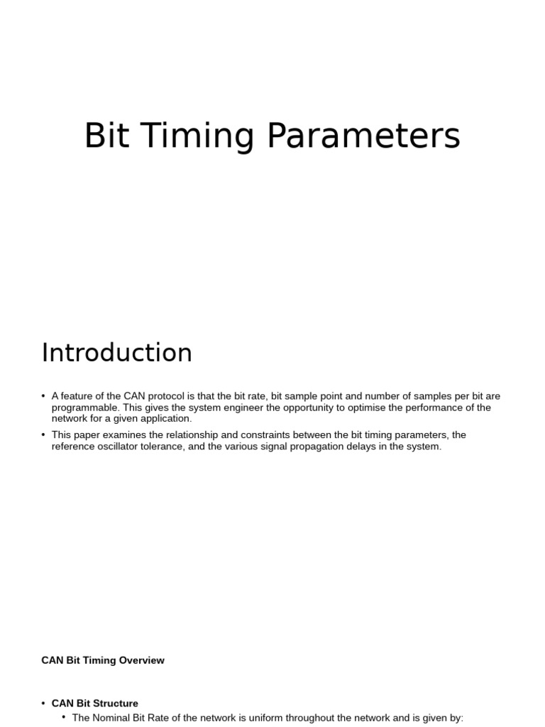 Bit Timing Parameters of CAN | PDF | Computer Engineering | Electrical Engineering
