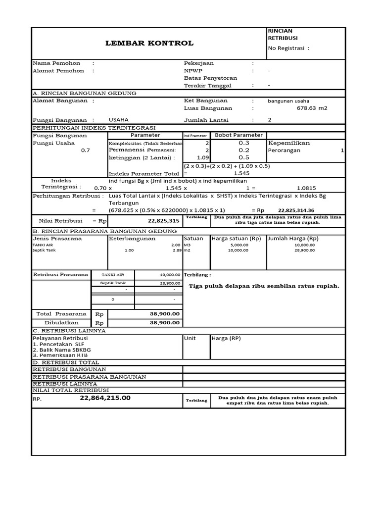 Format Perhitungan Retribusi Umar | PDF