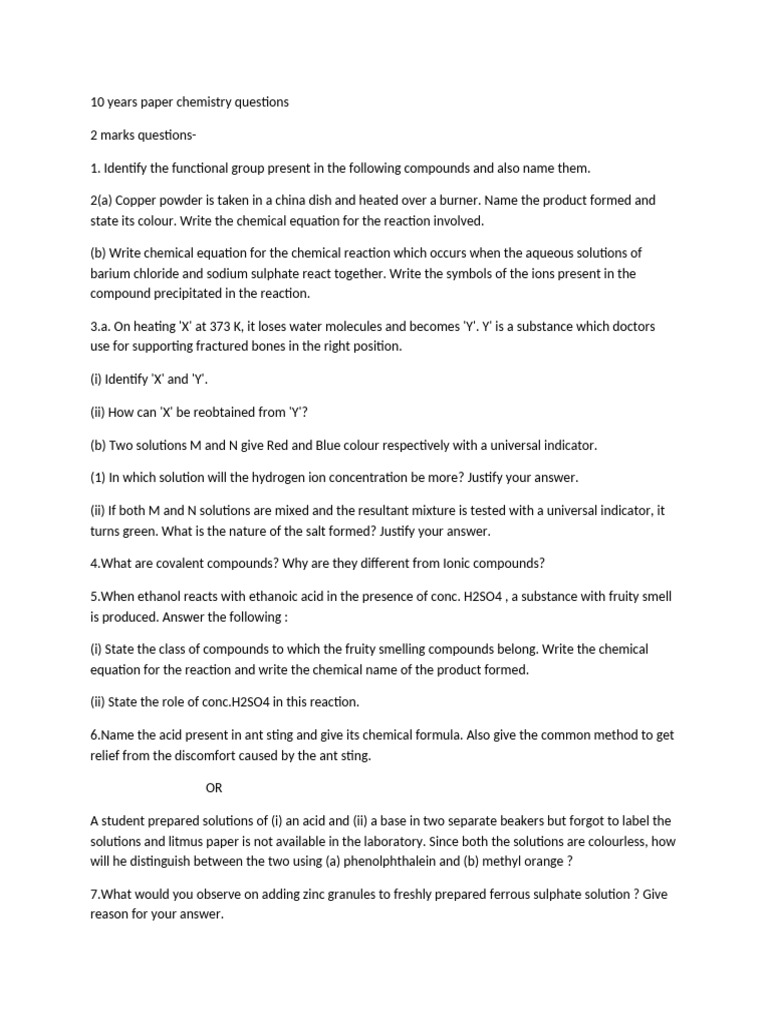 10 Years paper-WPS Office | PDF | Chemical Reactions | Chemical Compounds