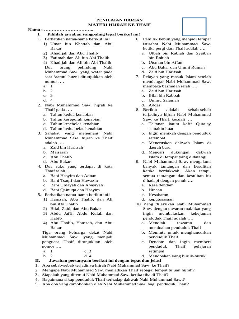 SKI Hijrah Ke Thaif | PDF