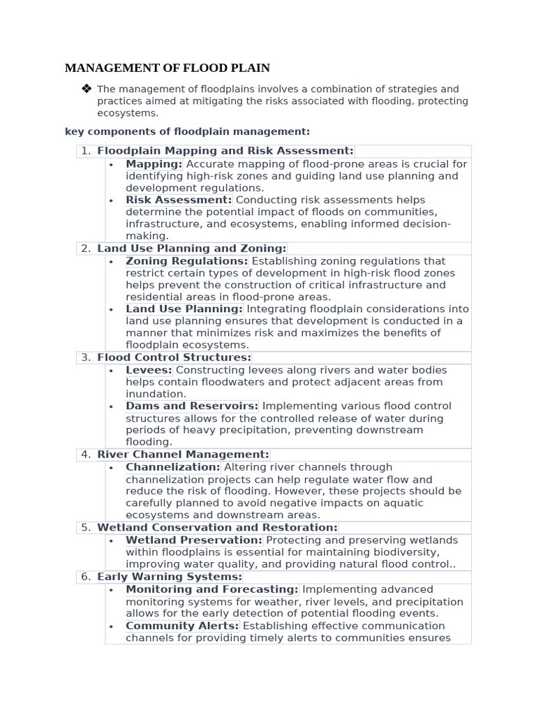 Management of Flood Plain | PDF | Flood | Floodplain