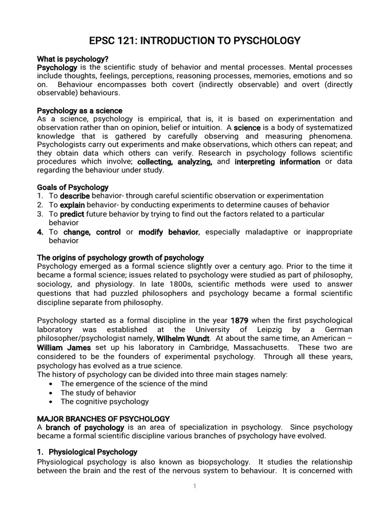 Epsc 121 Notes (Revised) - 1-1 | PDF