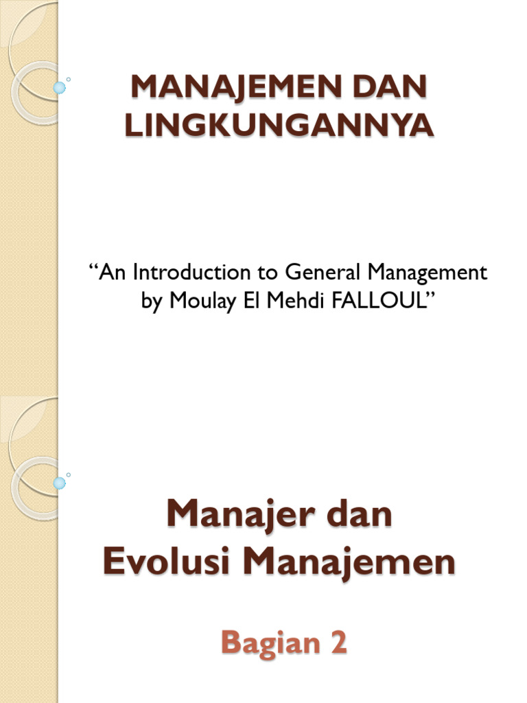 3 - Manajer Dan Evolusi Manajemen | PDF