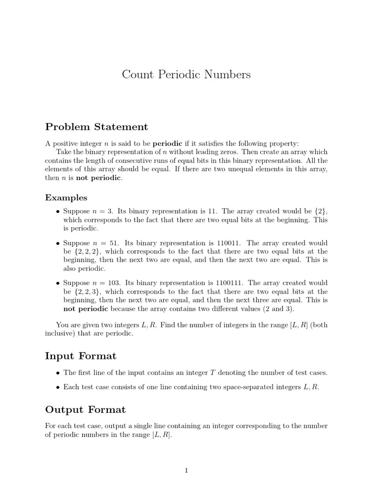 Prob-Count Periodic Numbers | PDF