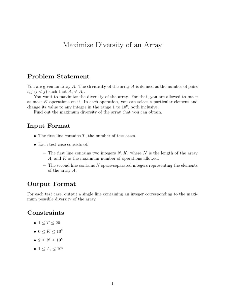 Maximize Array Diversity | PDF