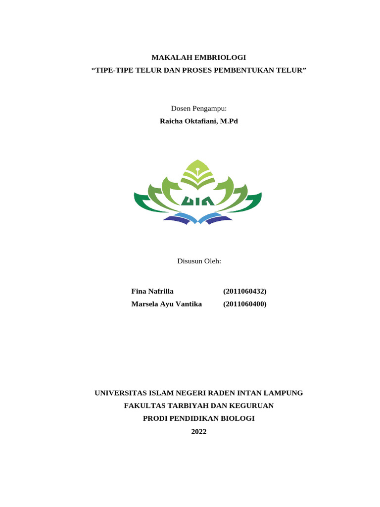 Tipe Telur dan Proses Pembentukannya | PDF