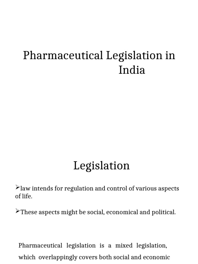 Overview of Pharmaceutical Legislation in India | PDF | Pharmacy ...