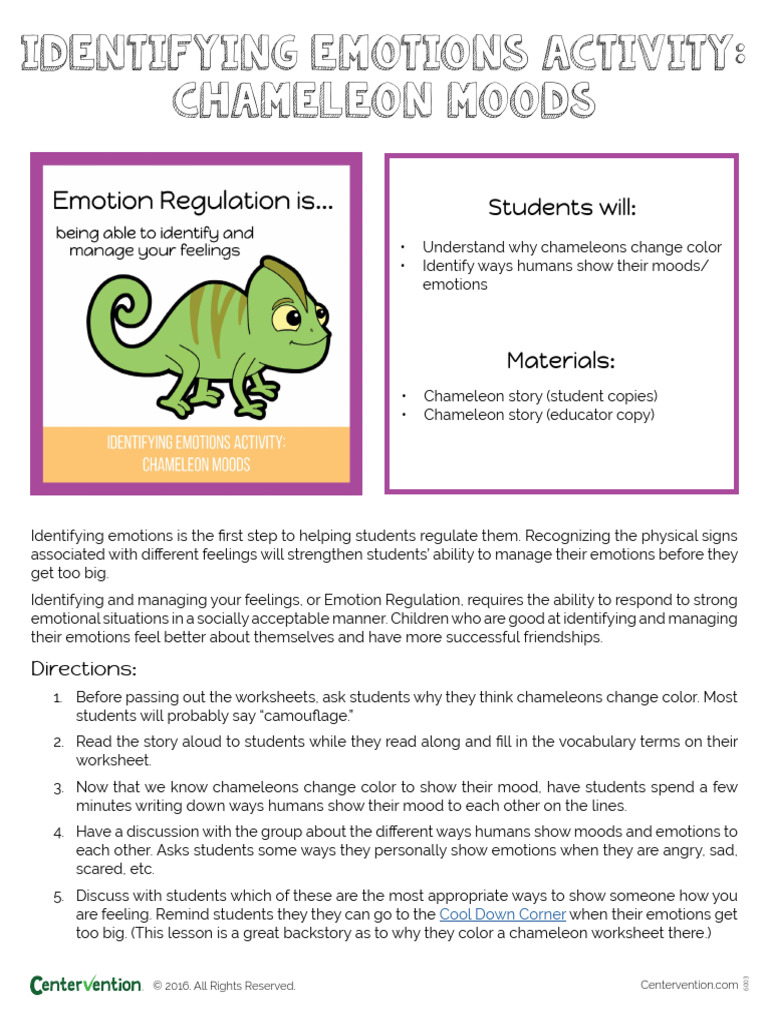 Chameleon and emotions | PDF | Emotions | Psychological Concepts