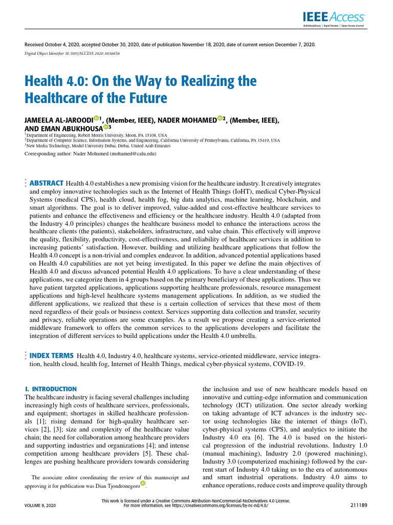 Health 4.0 On The Way To Realizing The Healthcare of The Future | PDF ...