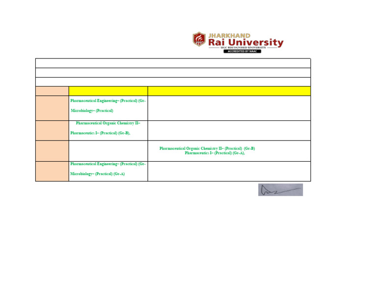 B. Pharm 2nd Sessional 3rd Sem Practical Date Sheet-1 | PDF | Science & Mathematics