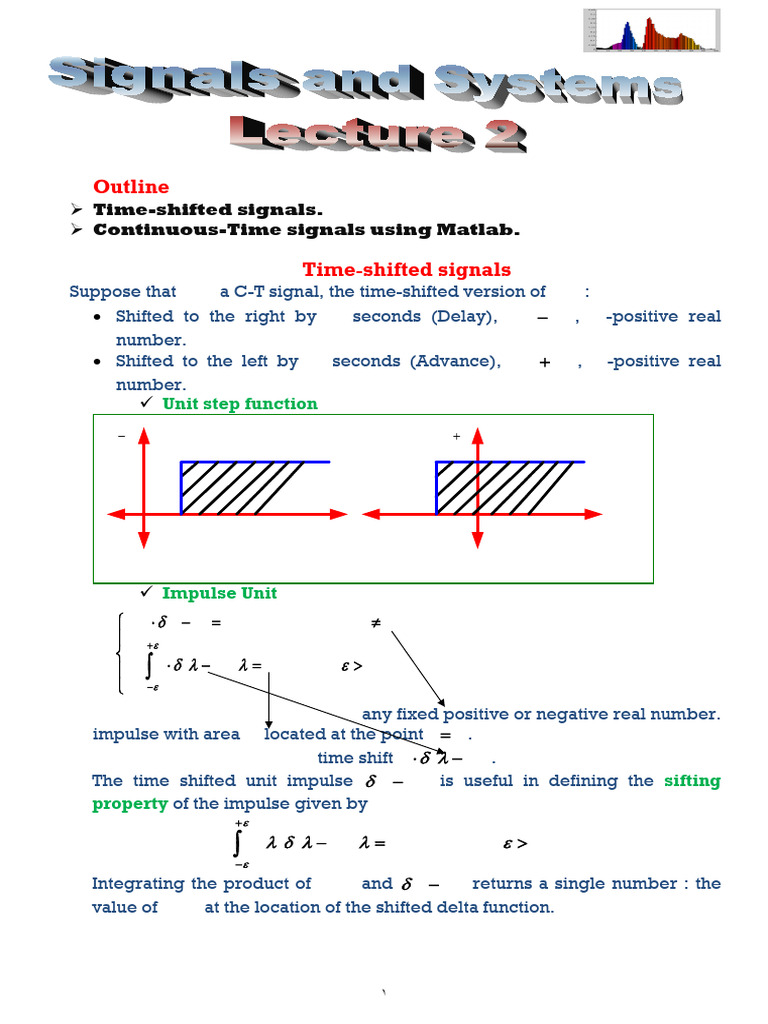 Lecture 2-Time-Shifted Signals and Matlab Implementation - Ss | PDF | Matlab | Discrete Time And ...