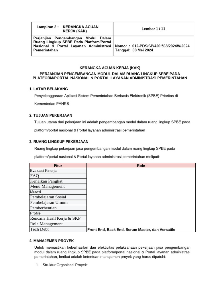 Lamp 2 - Kerangka Acuan Kerja | PDF