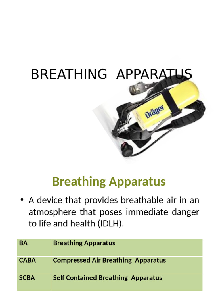 Breathing Apparatus Overview and Safety | PDF | Breathing | Respiratory ...