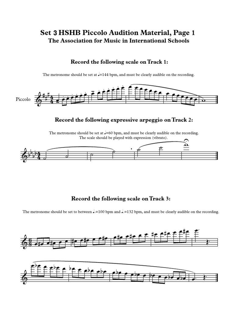 Piccolo Audition Recording Guide | PDF
