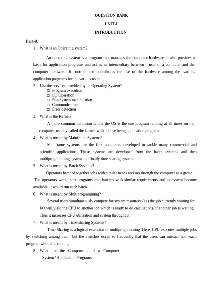 QB UNIT-I | PDF | Operating System | Software QB UNIT-I | PDF | Operating System | Software