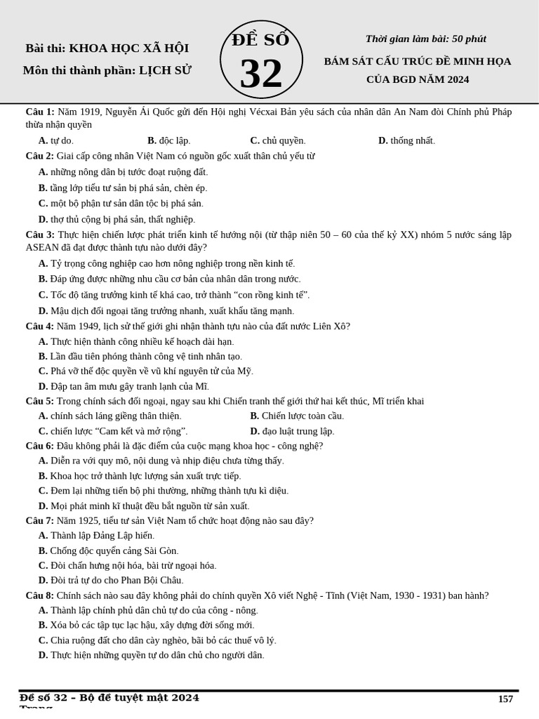 de So 32 Mon Lich Su | PDF