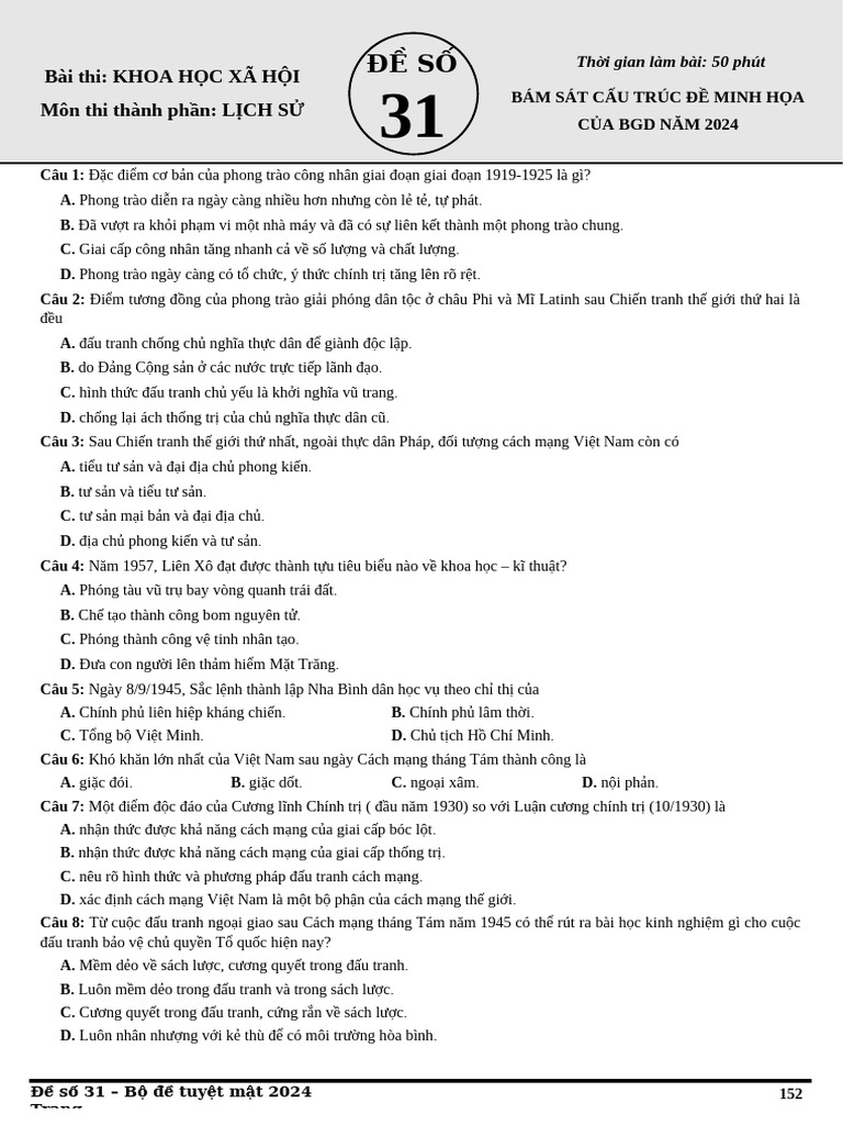 de So 31 Mon Lich Su | PDF