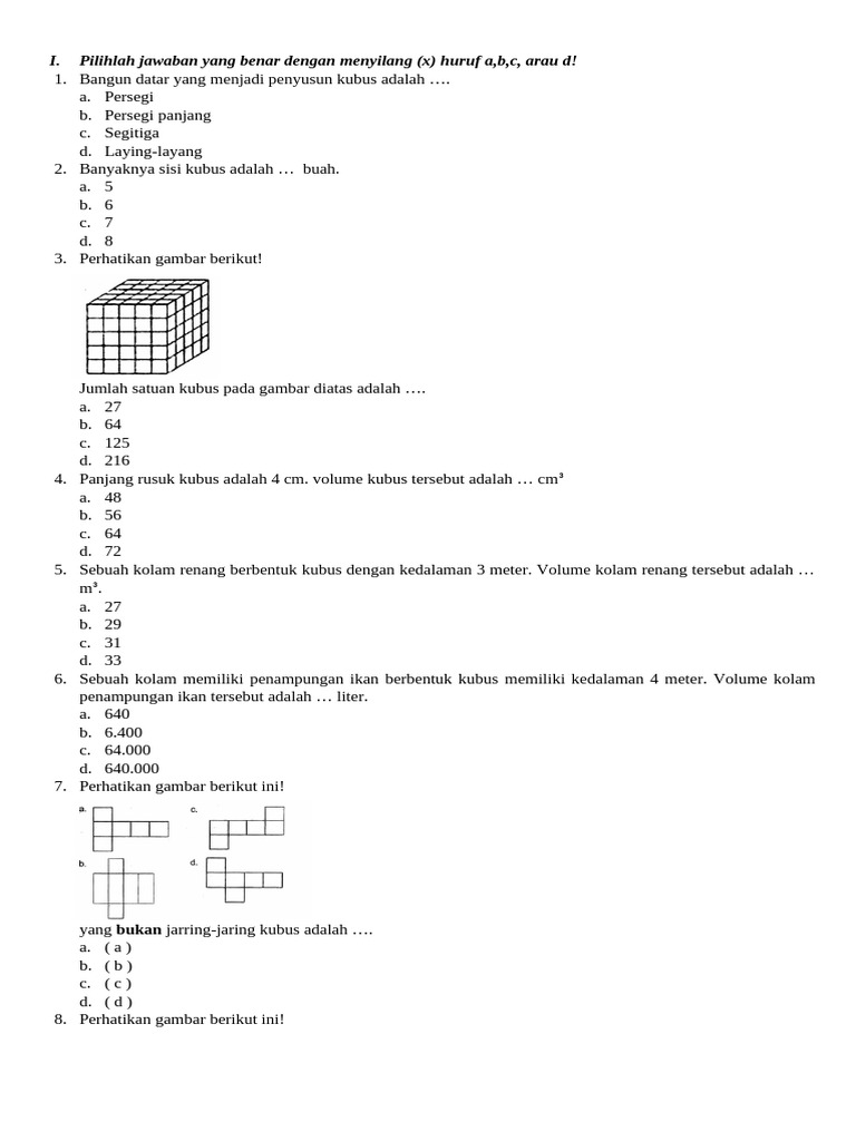 Soal Matematika Bangun Ruang | PDF | Metode & Bahan Ajar | Griya & Taman