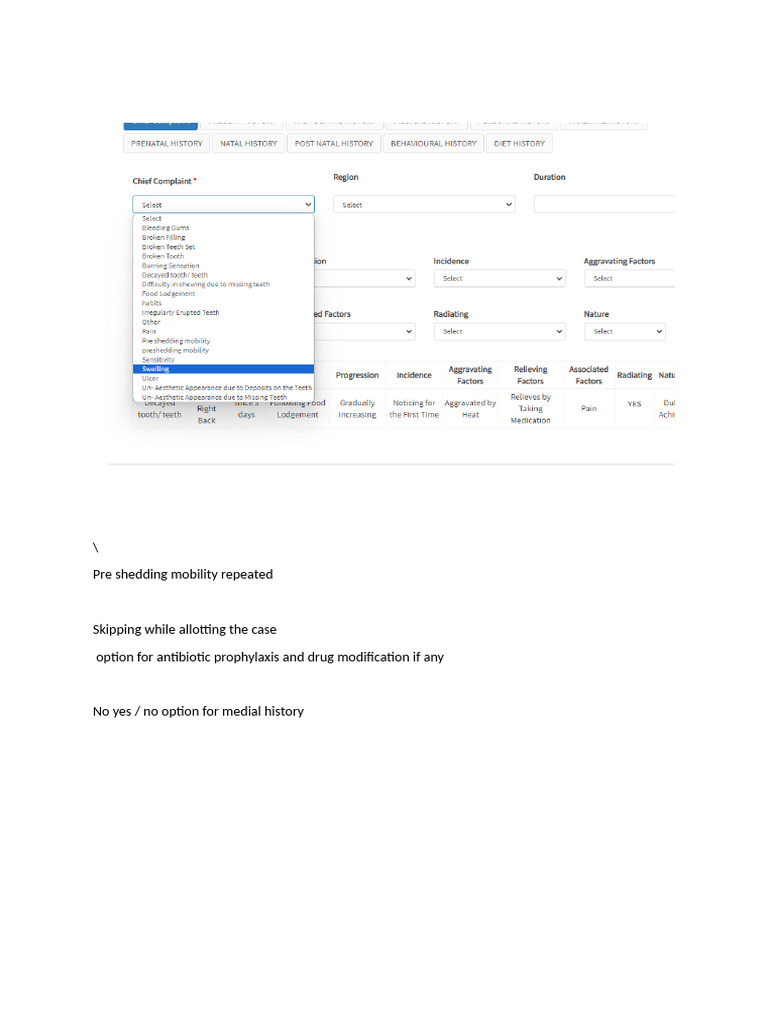 Missing Options in Medical Form | PDF