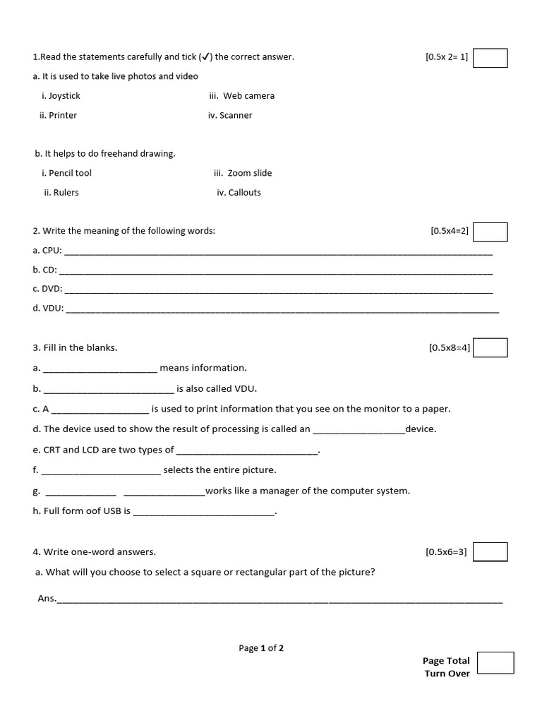 Class 3 Computer Sci CA 1 DC QP 24 25 | PDF | Computer Monitor | Office ...