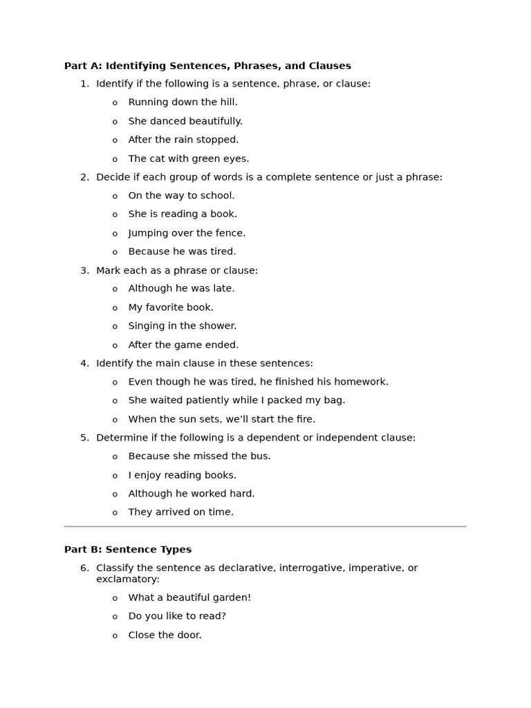 Sentences, Phrases & Clauses | PDF | Clause | Sentence (Linguistics)