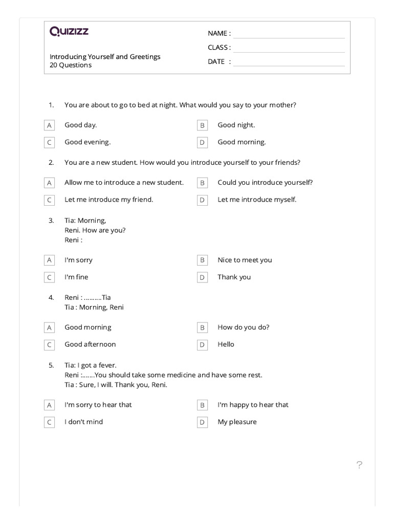 Introducing Yourself and Greetings | PDF