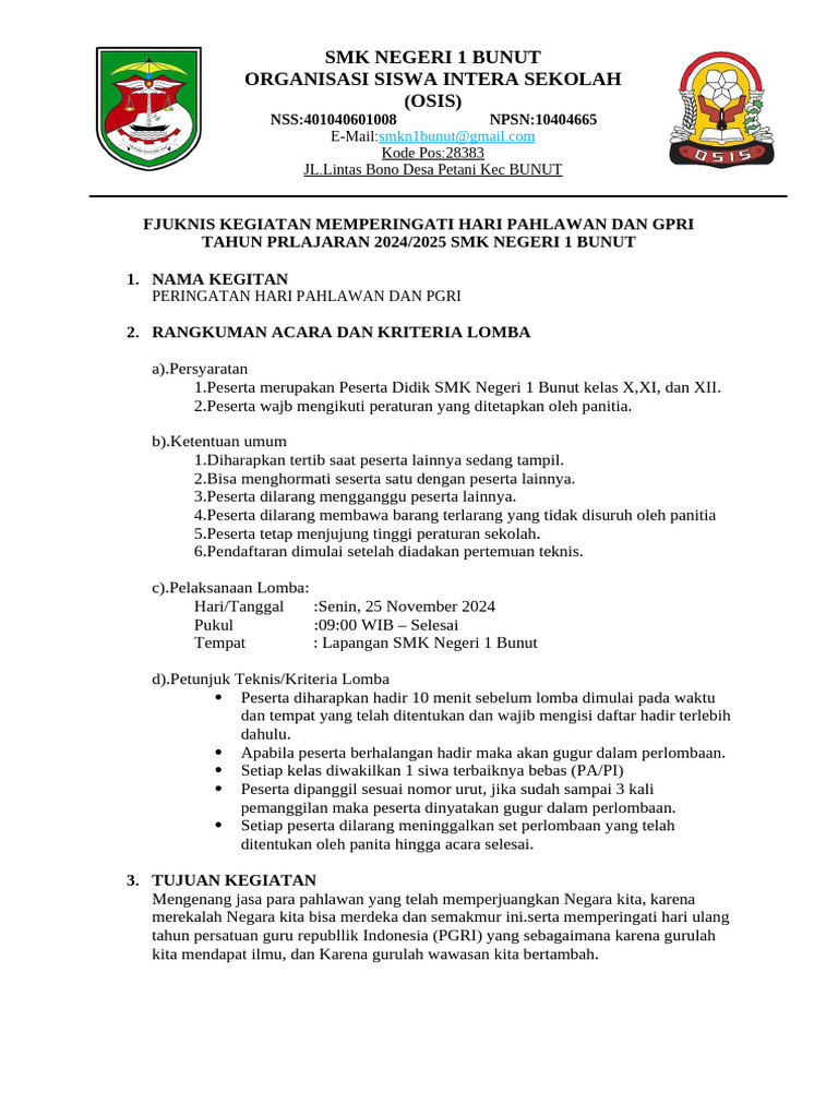 Juknis Kegiatan 25 November 2024 (Pgri) | PDF