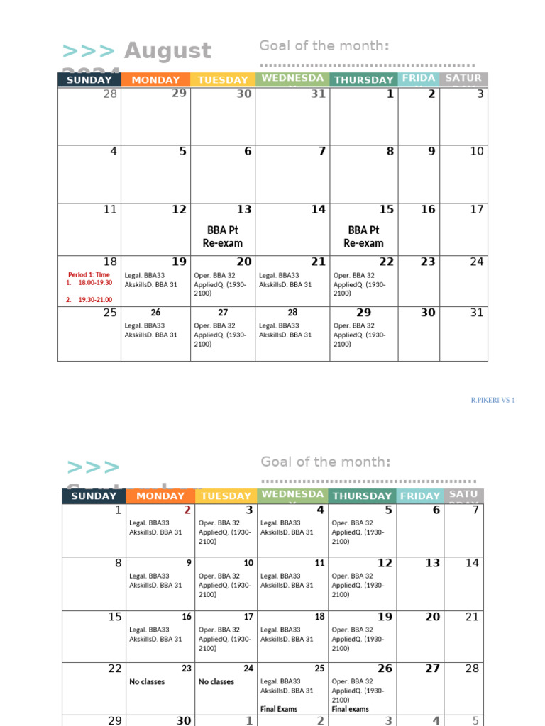Schedule BBA PT Aug - Dec 2024 Vs 3final | PDF