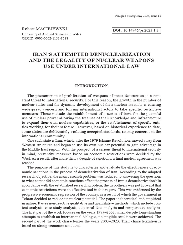 Irans Attempted Denuclearization and The Legality | PDF | Nuclear ...