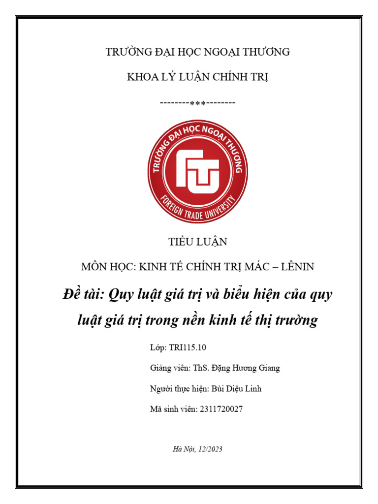 Tiểu luận KTCT | PDF