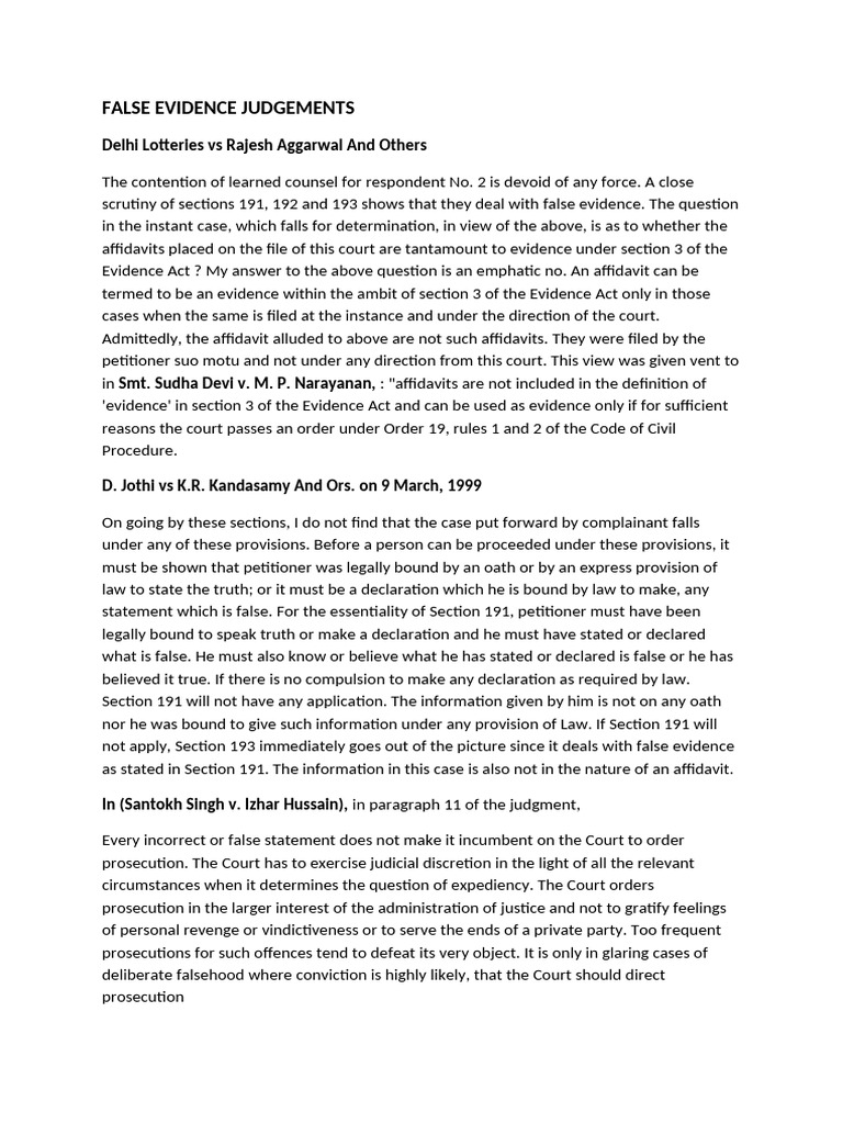 False Evidence Judgments in Delhi Cases | PDF | Affidavit | Prosecutor