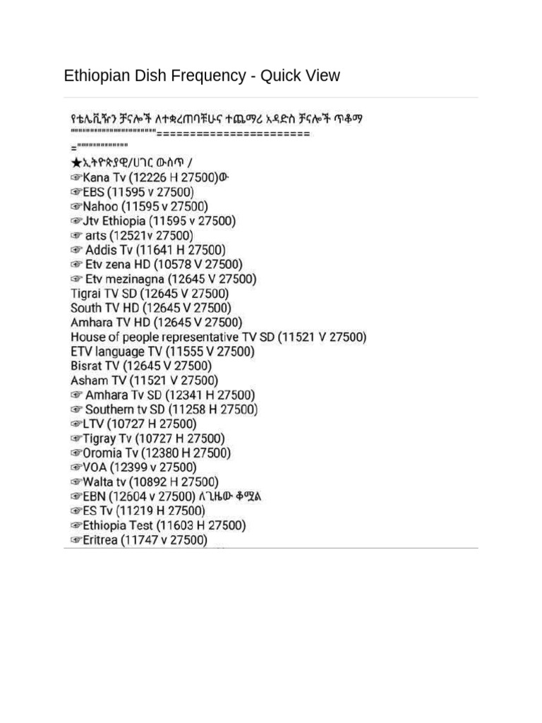 Ethiopian Dish Frequency | PDF