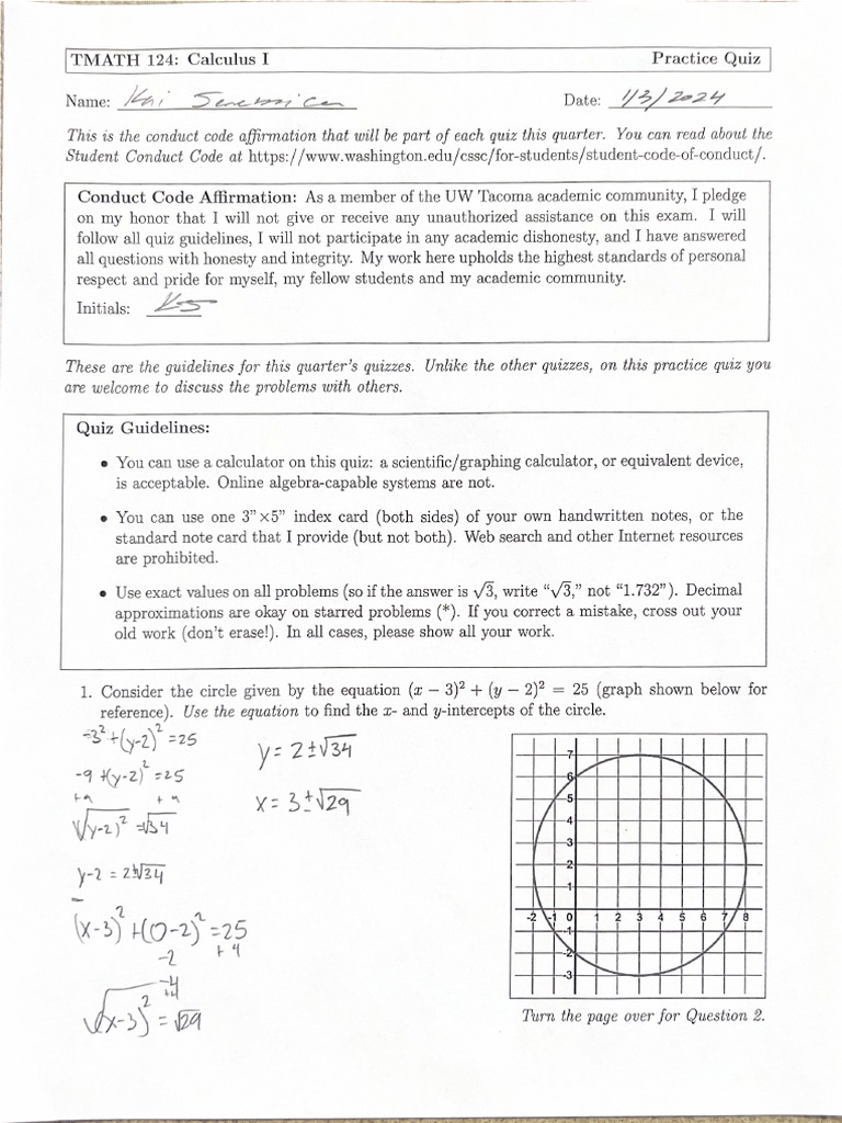 TMATH 124 Calculus I | PDF