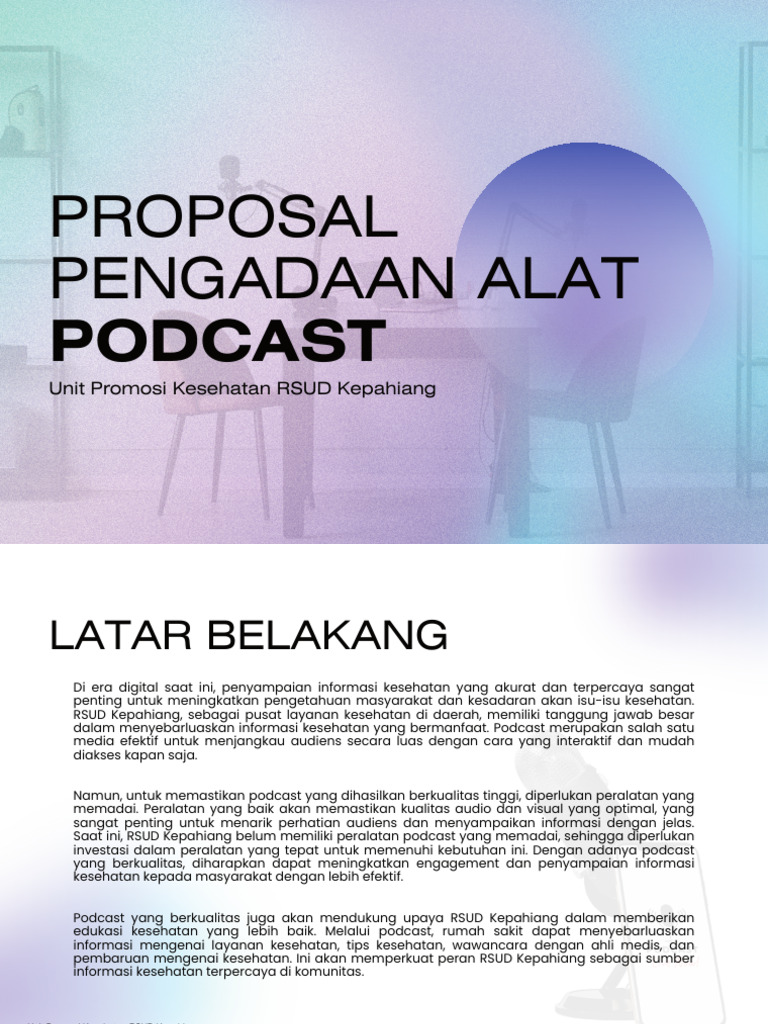 Proposal Pengadaan Alat Podcast Kesehatan | PDF