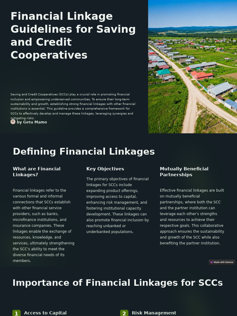 Financial Linkage Guidelines For Saving and Credit Cooperatives | PDF ...